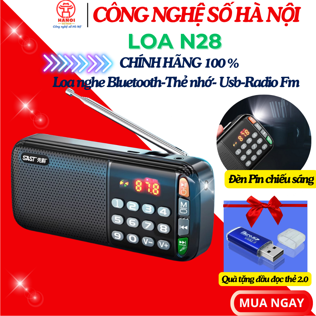 [Mẫu mới]Loa Bluetooth N28,Loa Đa Năng Nghe Thẻ nhớ,Usb, Bluetooth ...