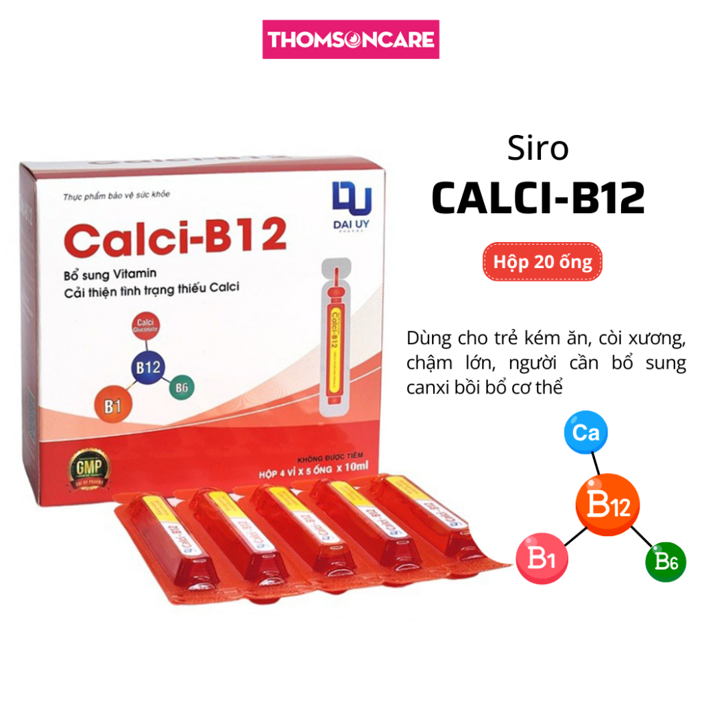 Calci B12 hộp 20 ống 10ml - Tăng cường sức khỏe - Bổ sung vitamin, cải thiện tình trạng thiếu ...