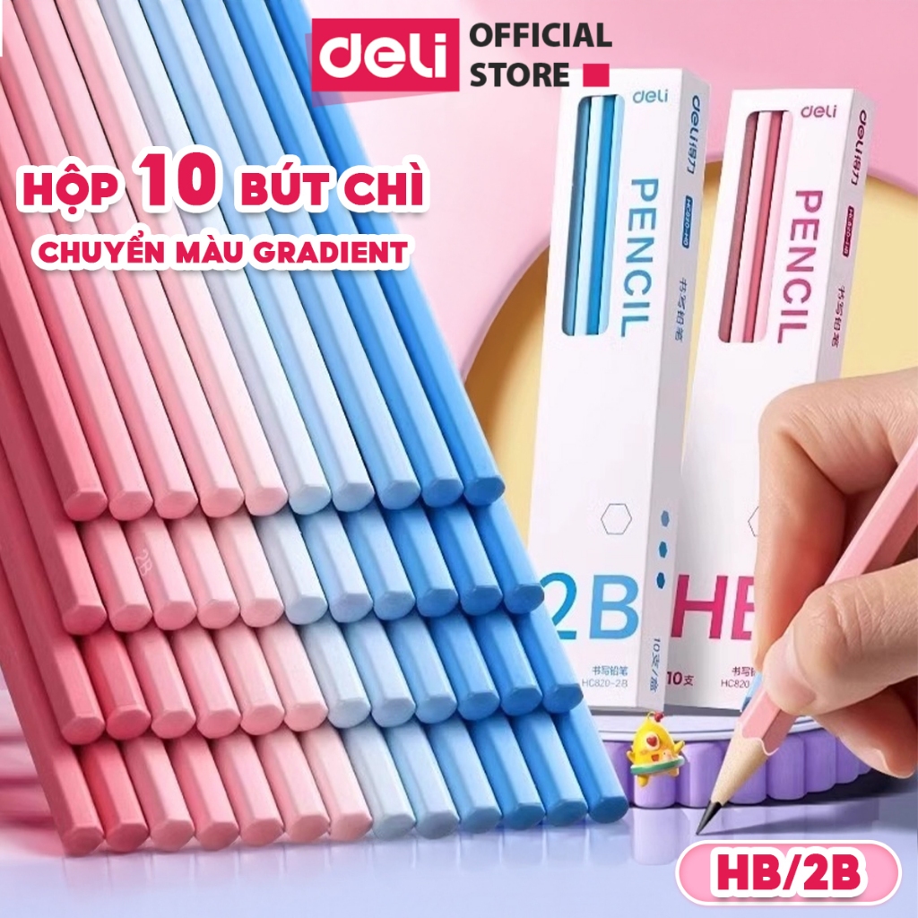 Hộp 10 Bút Chì Gỗ 2B HB Deli Thiết Kế Chuyển Màu Gradient Xinh Xắn - Dễ ...