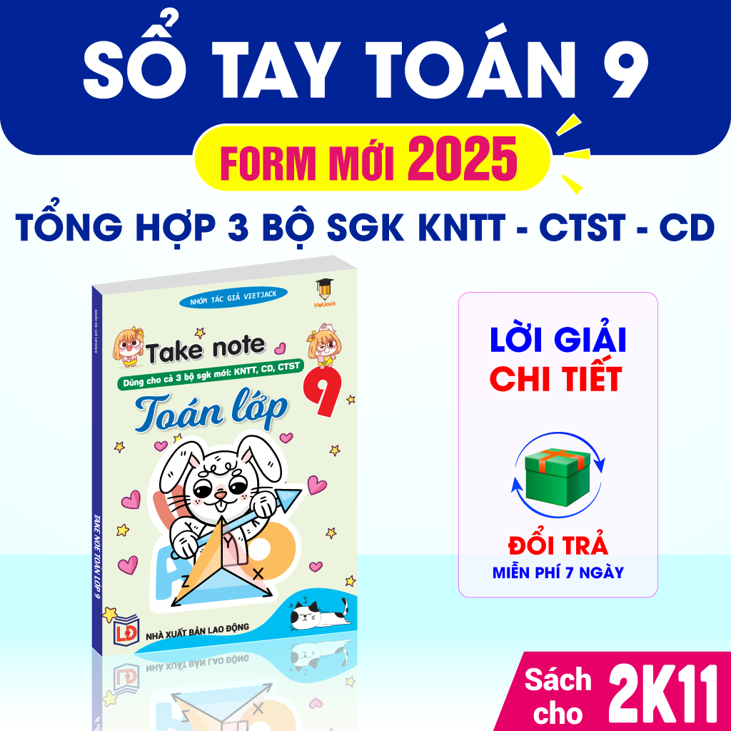 Sách - Sổ tay Toán 9 (Takenote) cho cả 3 bộ Kết nối tri thức, Chân trời ...