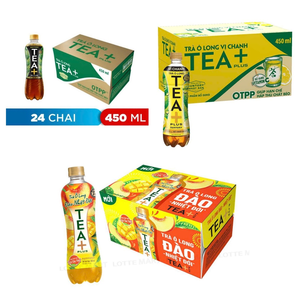 Thùng 24 chai trà ô long tea plus/ ô long chanh 450ml của pepsiCo/ ô long đào | Shopee Việt Nam
