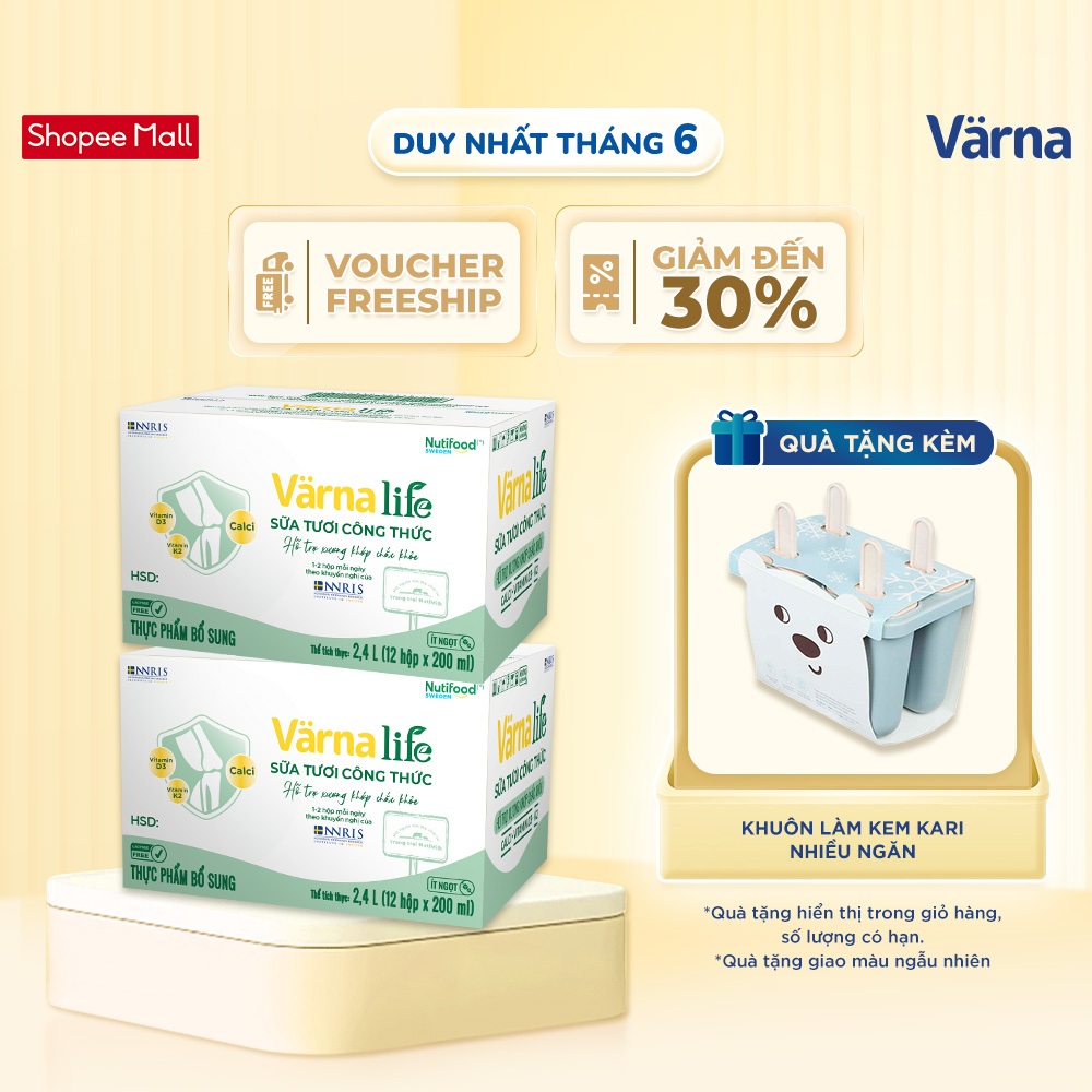 Combo 2 Thùng 12 hộp Varna Life sữa tươi công thức xương khớp chắc khỏe ...