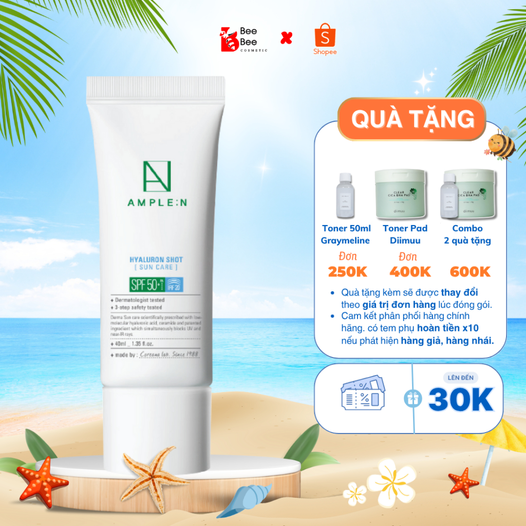 [GIẢM 50% DATE 05/2026] Kem Chống Nắng Cấp Ẩm - Ample:n Hyaluron Shot Suncare SPF50+ IRF20 40ml ...