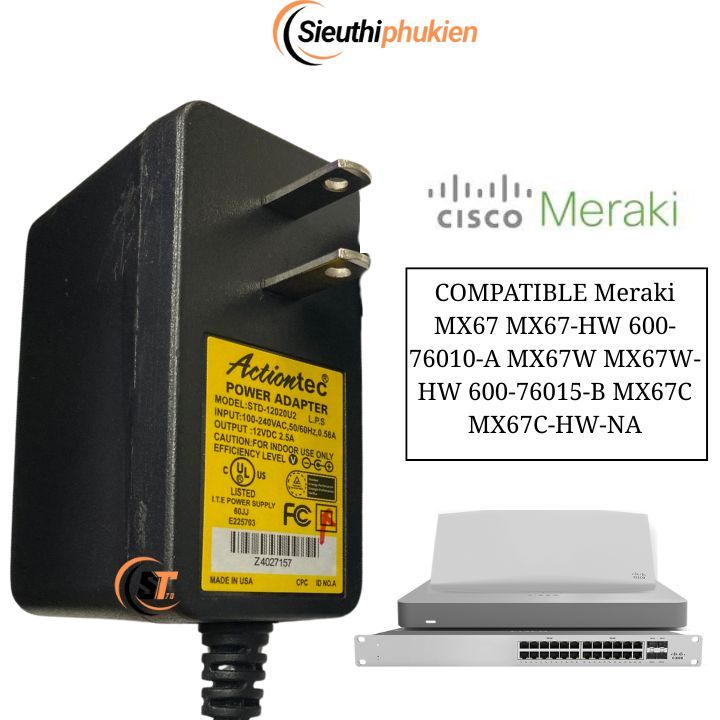 Cục nguồn cho Thiết bị tường lửa Firewall Cisco Meraki MX67 MX67C MX67 ...
