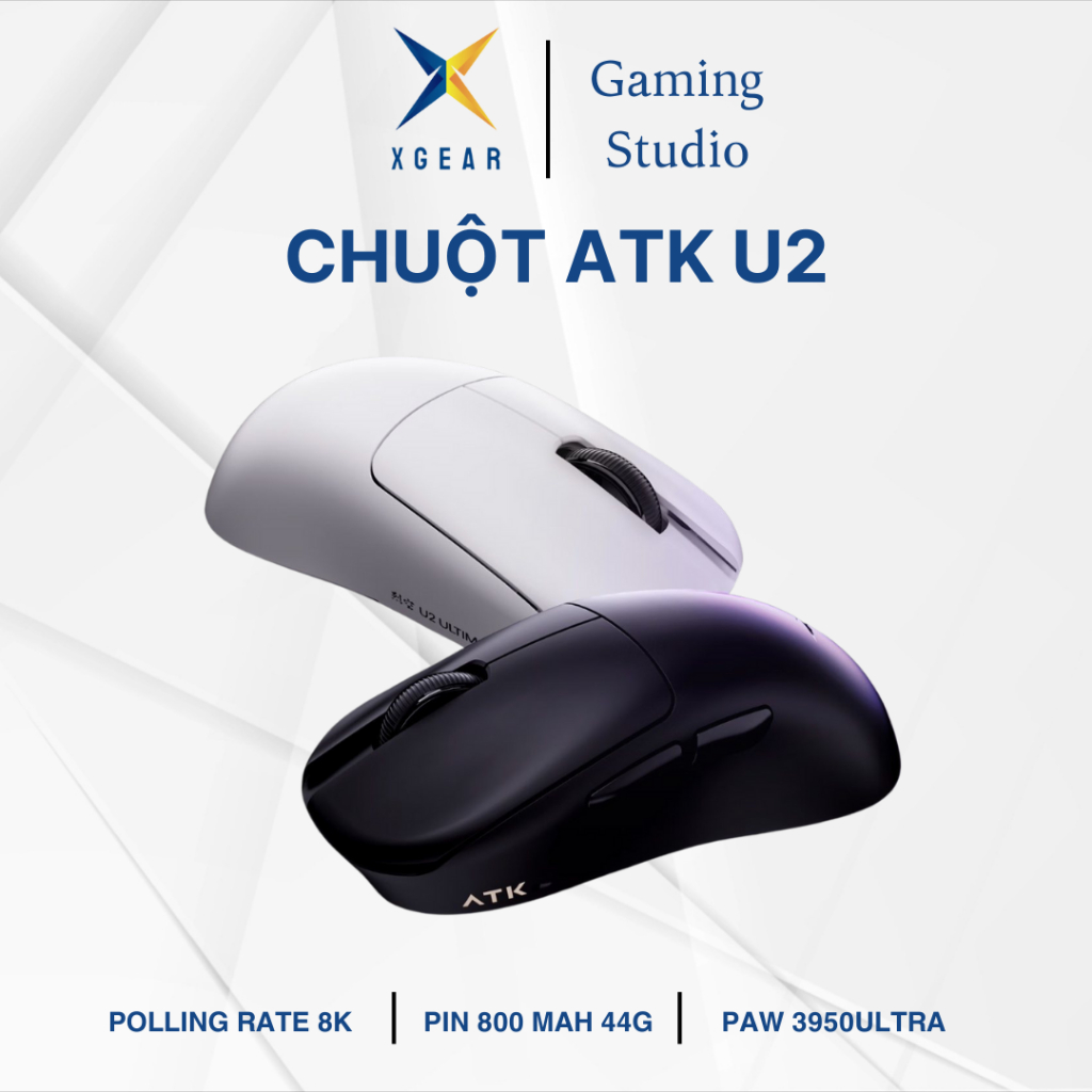 Chuột Gaming ATK U2 – Chuột Không Dây Nhẹ 44g, Cảm Biến PAW3950 Ultra, Polling Rate 8000Hz ...