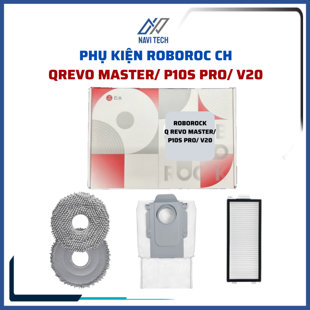 Bộ phụ kiện CH robot Roboroc Q Revo Master, P10s Pro, V20 khăn lau, lọc ...