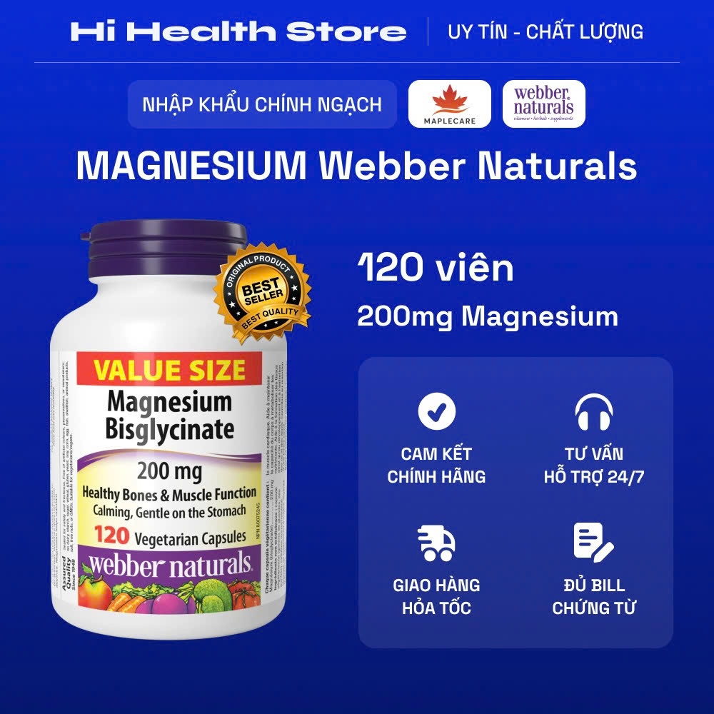 Magie Webber 120 viên – Webber Naturals Magnesium Bisglycinate – Giúp ...
