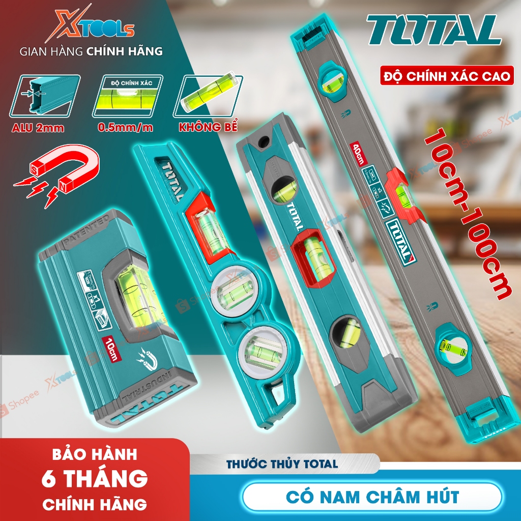 Thước thủy mini hợp kim nhôm siêu bền TOTAL thước thủy cân bằng có nam ...