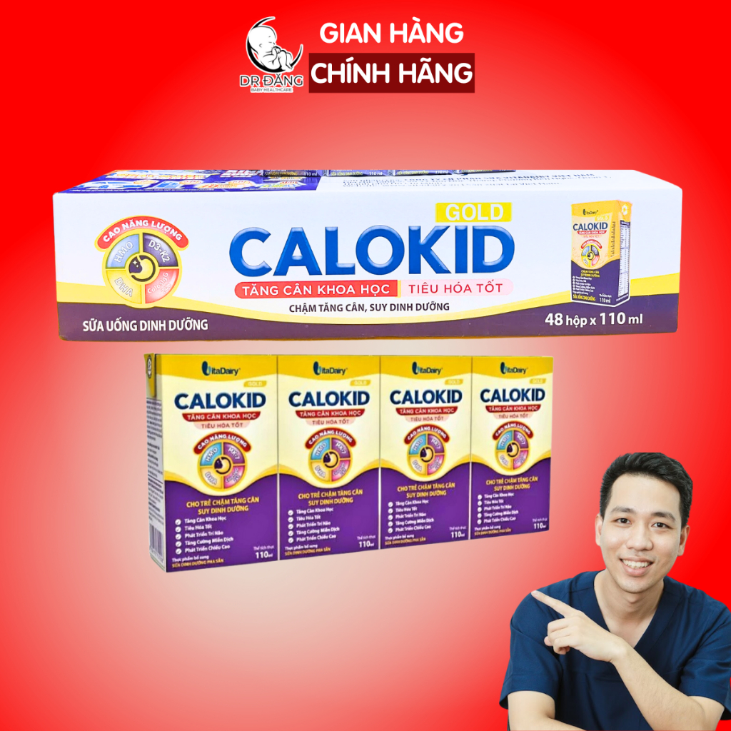 [Bác sĩ Đăng] Vitadairy Calokid Gold sữa công thức pha sẵn thùng 48 hộp ...