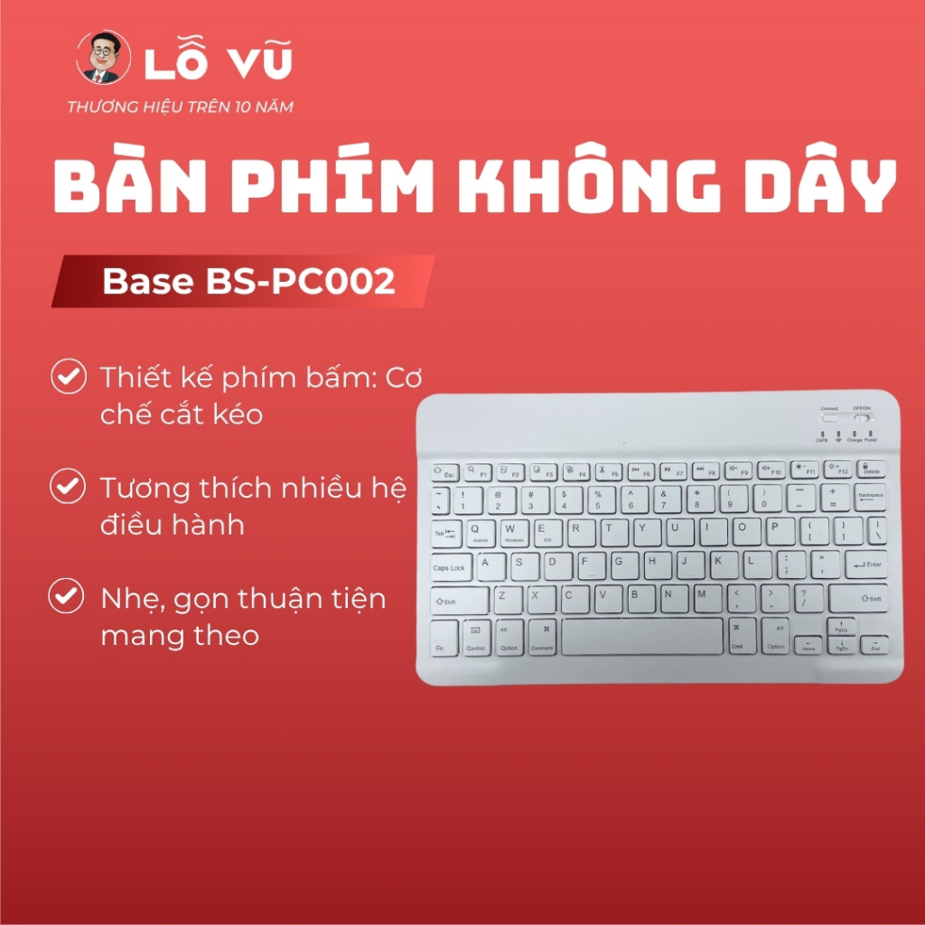 Bàn phím không dây BASE BS-PC002, Mỏng nhẹ, Tương thích nhiều hệ điều hành, Lỗ Vũ 1 | Shopee ...
