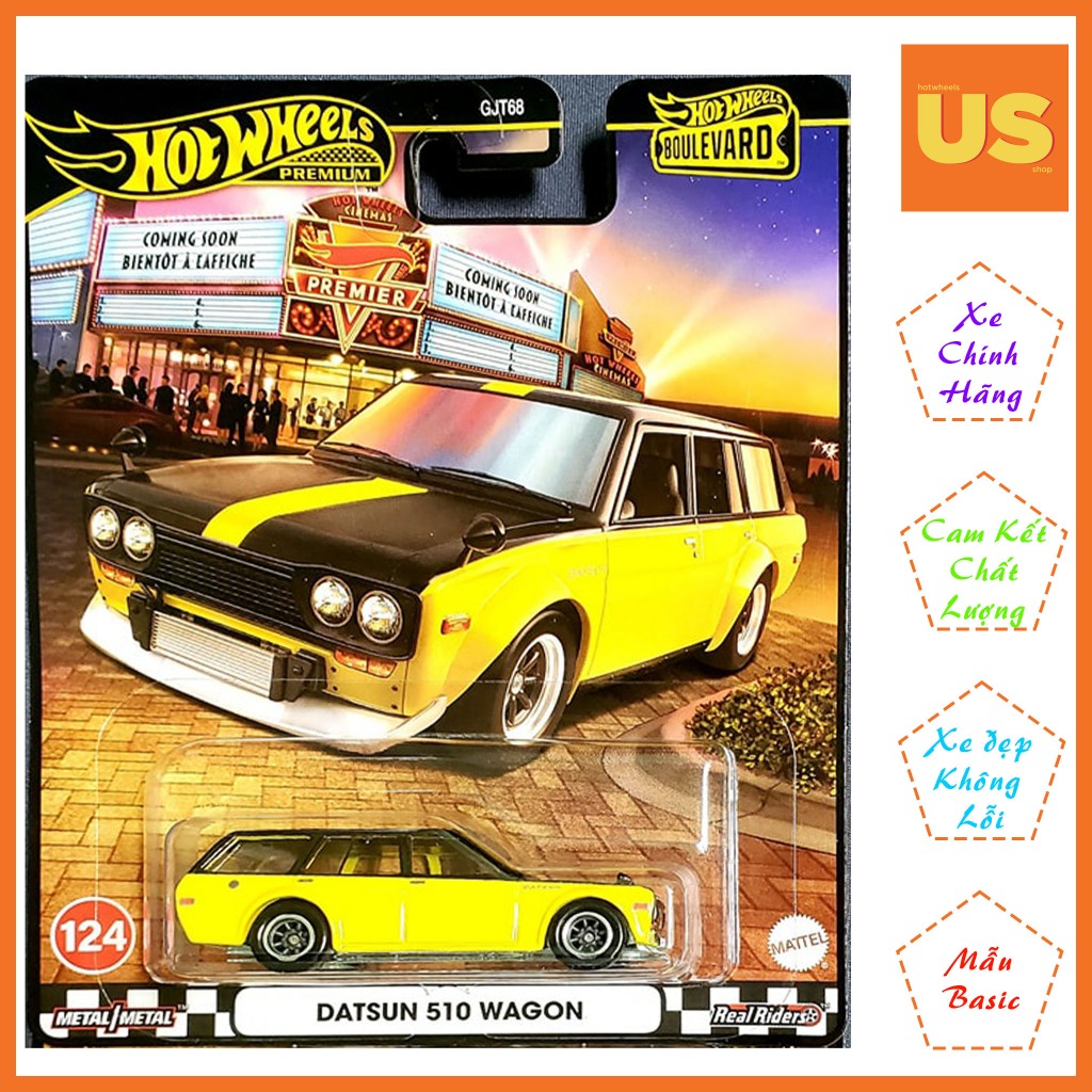 Xe Mô Hình Hotwheels Premium Siêu Xe Datsun 510 Wagon Vàng đen | Shopee ...