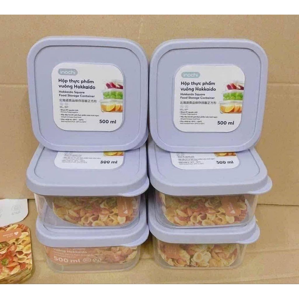 Combo 5 hộp thực phẩm inochi 500ml vuông | Shopee Việt Nam