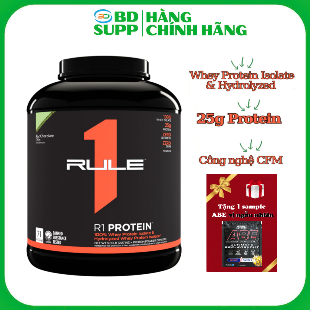 RULE 1 WHEY PROTEIN ISOLATE HYDROLYZED 5LBs (76sv) Đạm Cao Cấp, Hỗ Trợ ...