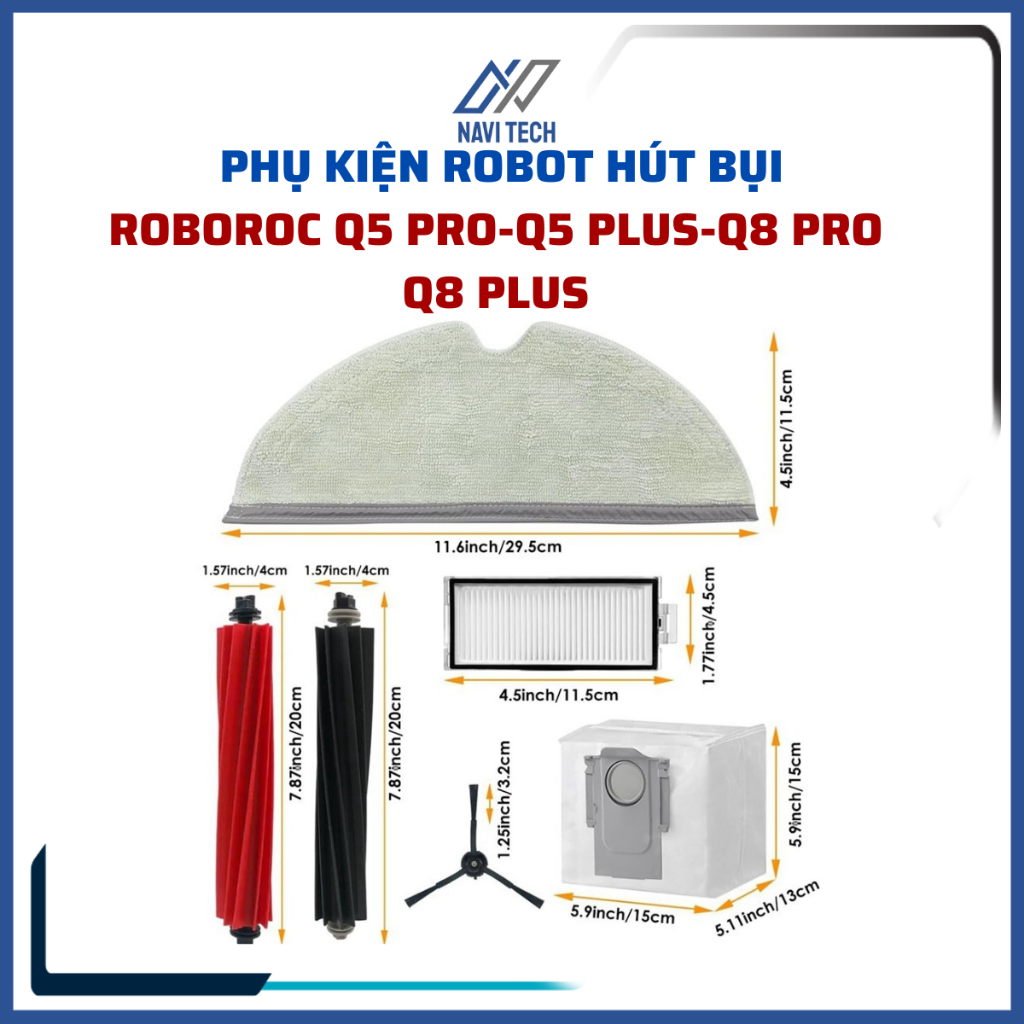 Phụ kiện robot hút bụi roboroc Q5 pro,Q5 pro plus, Q8 max, Q8 max plus ...