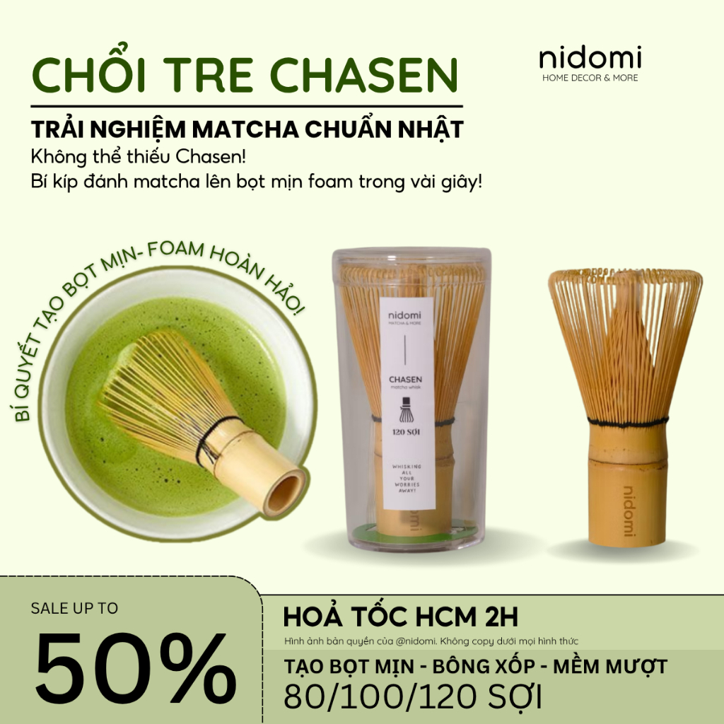 |Nidomi| Chổi Chasen đánh Matcha cao cấp 120 Đan & làm bằng Tre Tự Nhiên | Shopee Việt Nam