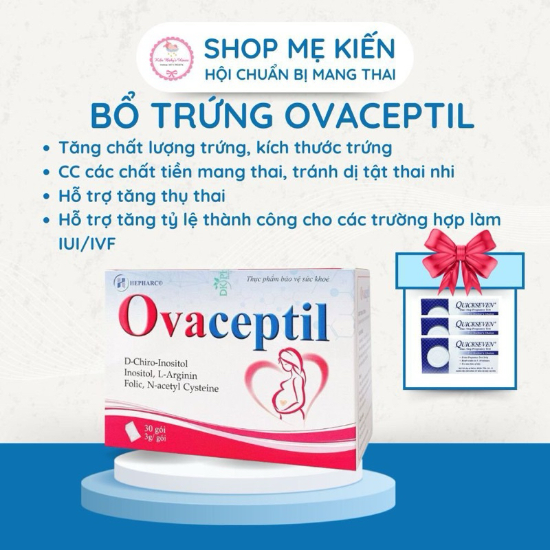 Ovaceptil hộp 30 gói, bổ trứng, bổ sung acid folic, sắt và vitamin bầu ...