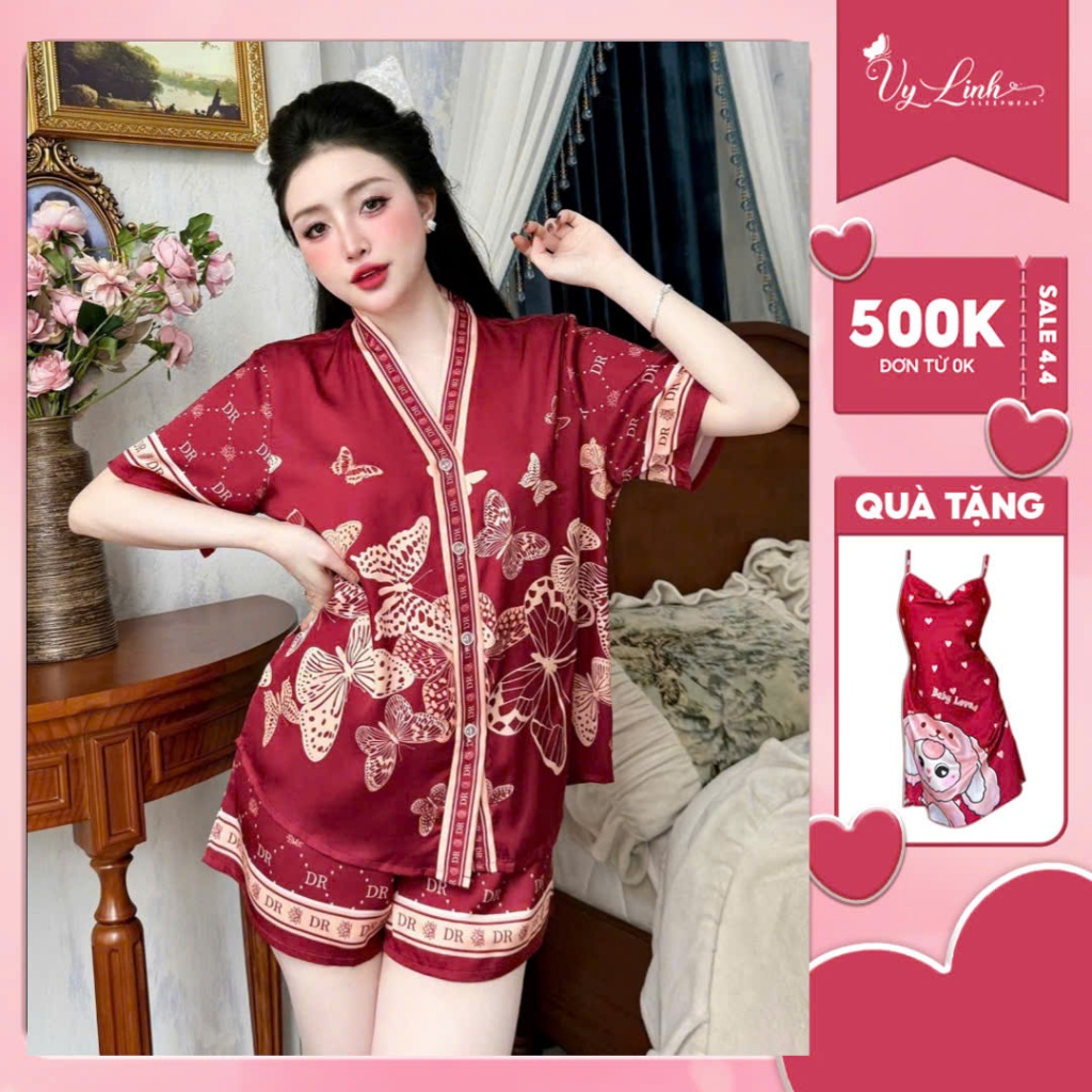 -Đồ ngủ nữ Vy Linh chất liệu lụa latin cổ V thoáng mát thấm hút mồ hôi ...