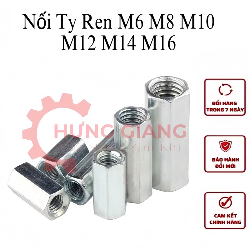 10 Nối Ty Ren M6,M8,M10,M12,M14 Chất liệu thép carbon Lục Giác | Shopee ...