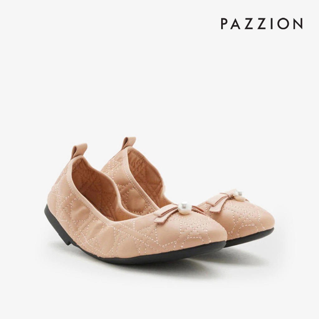 Giày Bệt Nữ PAZZION Simona Quilted Bow Pearl Foldable Flats | Shopee ...