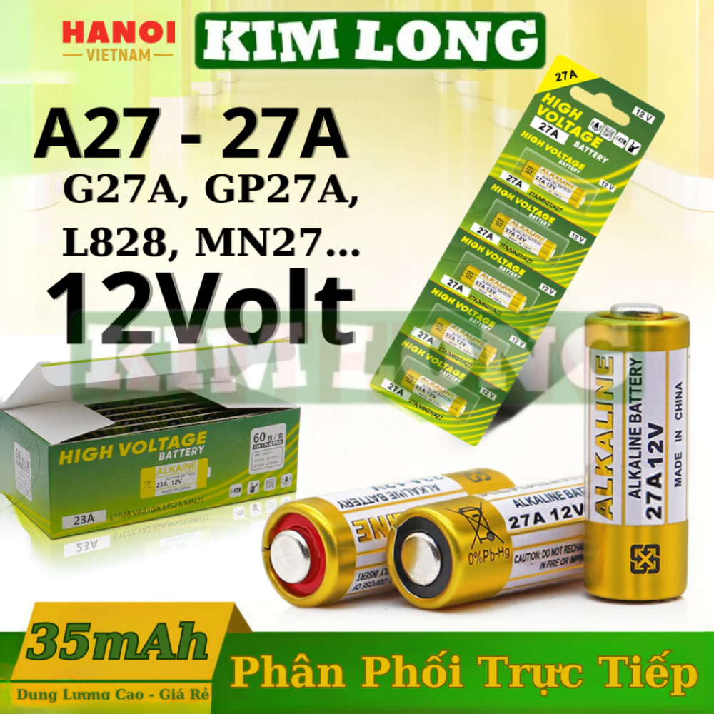 ( HANOI)Vỉ 5 Viên Pin A27 12V Dung Lượng Cao 27A L828 G27A cho điều ...