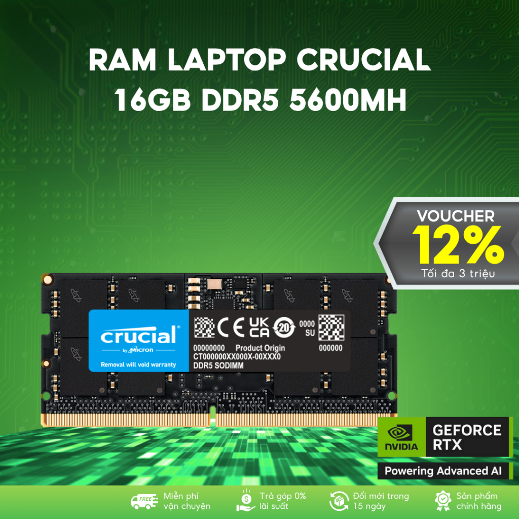 Ram Laptop Crucial 16GB DDR5 5600MHz 1.1V – tiết kiệm điện năng & ổn định vượt trội ...