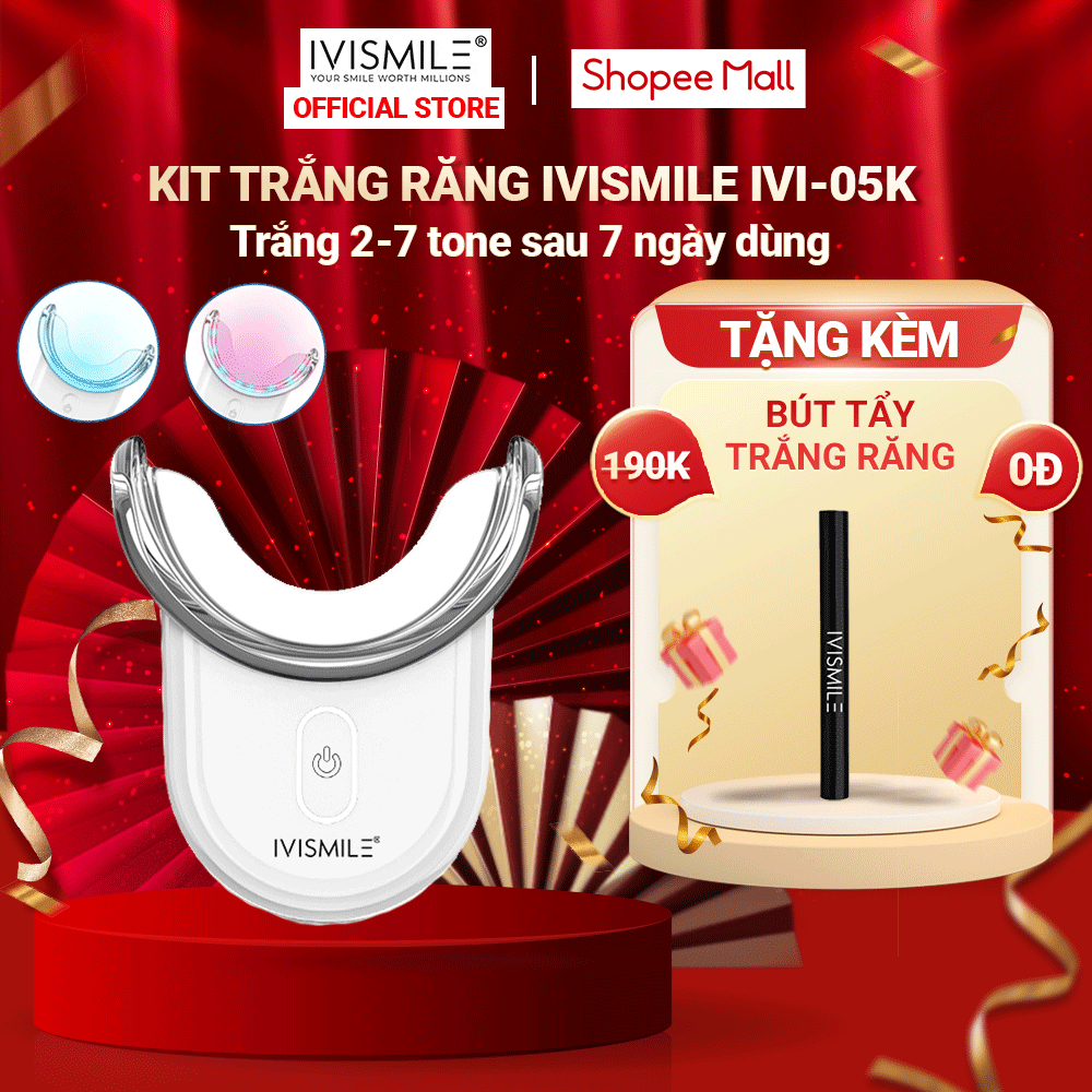 Máy làm trắng răng Ivismile IVI-05K hỗ trợ trắng răng nhanh hiệu quả 2-6 tone, kit trắng răng ...