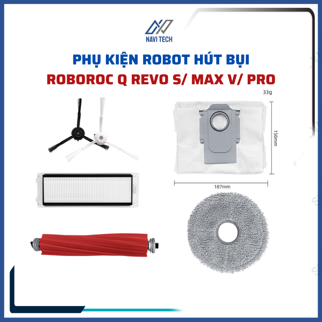 Phụ kiện robot hút bụi roboroc Q Revo, Q Revo S, MaxV, Q Revo Pro, P10 A7400RR khăn, lọc, chổi ...