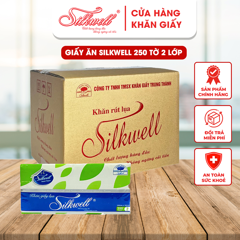 Khăn giấy rút SIlkwell 250 tờ Thùng 9 gói Hàng chính hãng, giấy ăn 2 ...
