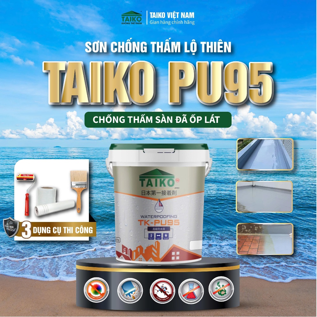 [1 Kg] Sơn Chống Thấm PU (Polyurethane) TAIKO PU95 - Chống Thấm Sàn Lộ Thiên Đã Ốp Lát Đi Lại ...