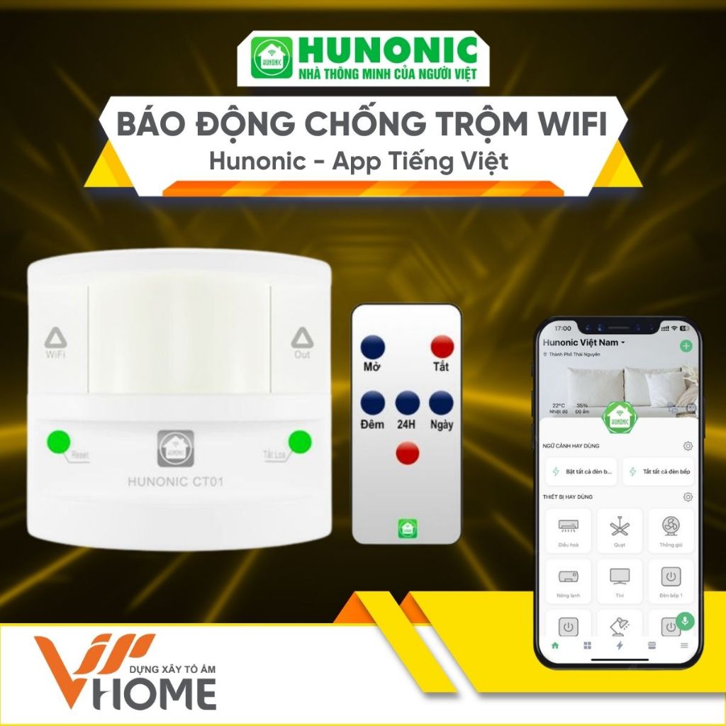 Thiết Bị Chống Trộm, Báo Khách WiFi Hunonic CT01, App Tiếng Việt, Phát ...