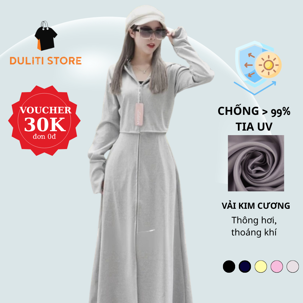 [VOUCHER 30K ĐƠN 0Đ] Áo chống nắng croptop dáng dài cho nữ vải poly dệt ...
