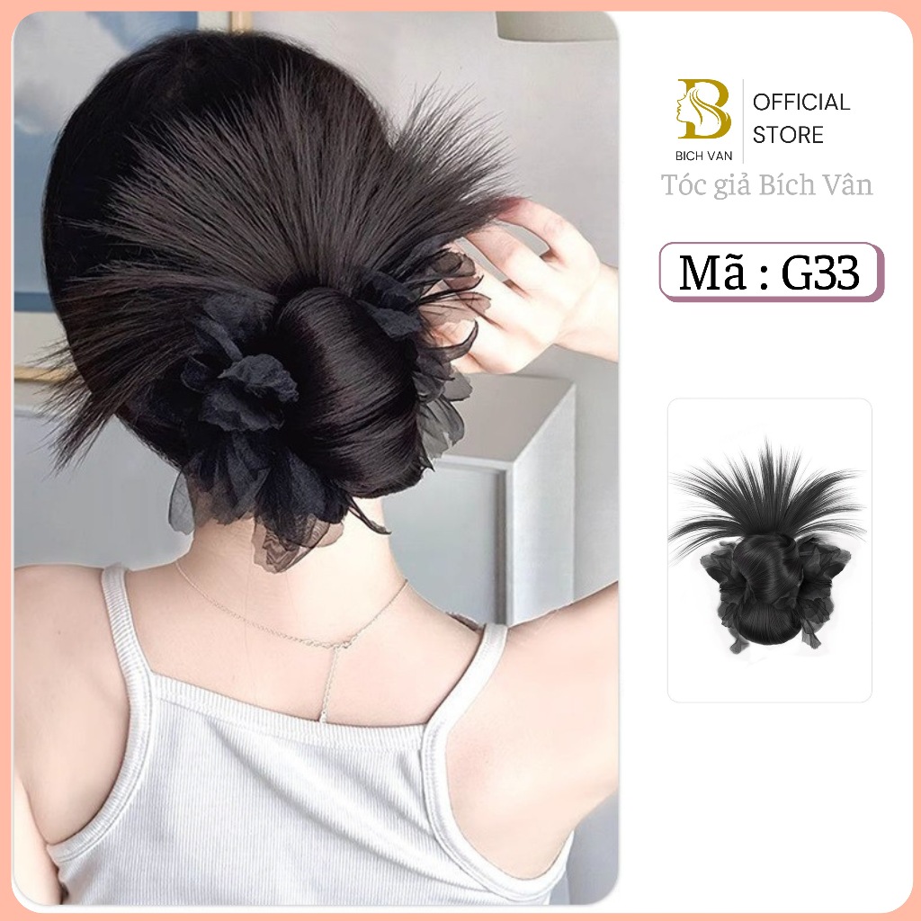 Tóc giả ngoạm nơ Bích Vân , kẹp càng cua tóc giả dịu dàng | Shopee Việt Nam