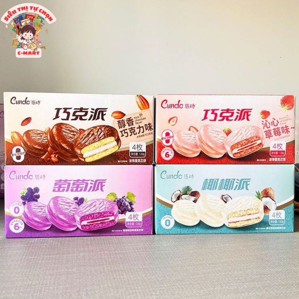 [C-MART] Bánh chocopie Cundo hộp 120g 4 hương vị tươi mới, hộp 4 cái ...