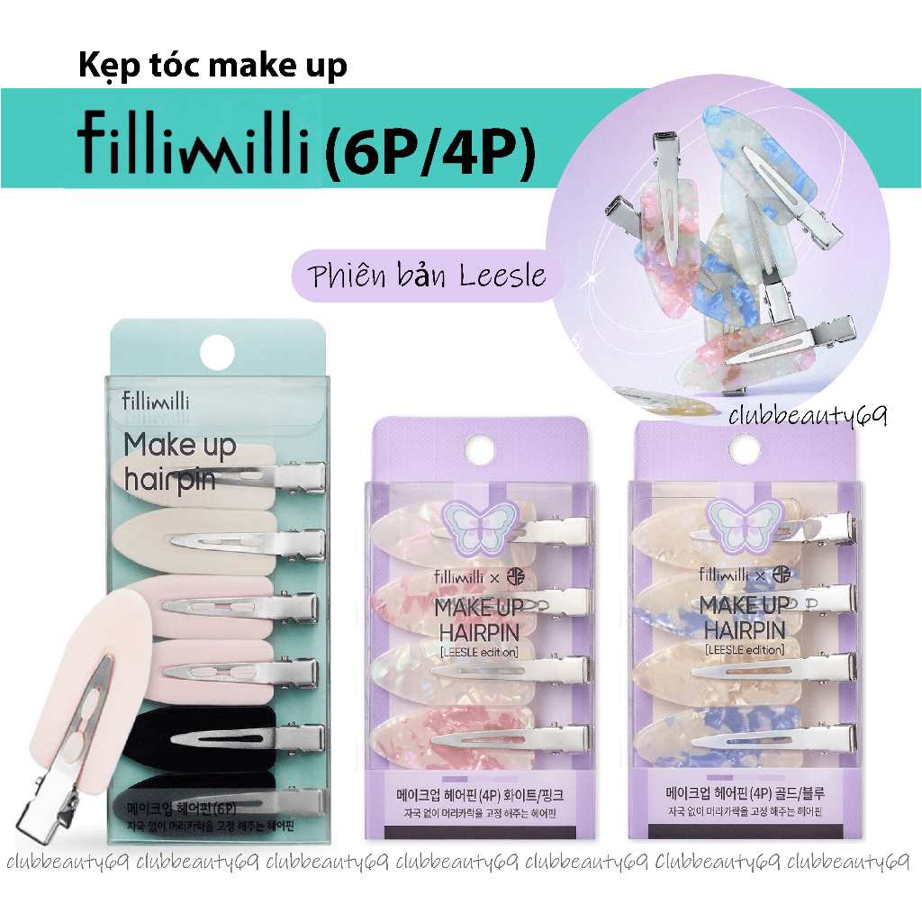 [Phiên bản Leesle] Kẹp tóc trang điểm FiliMilli Make up Hairrpin 4P/ 필리 ...