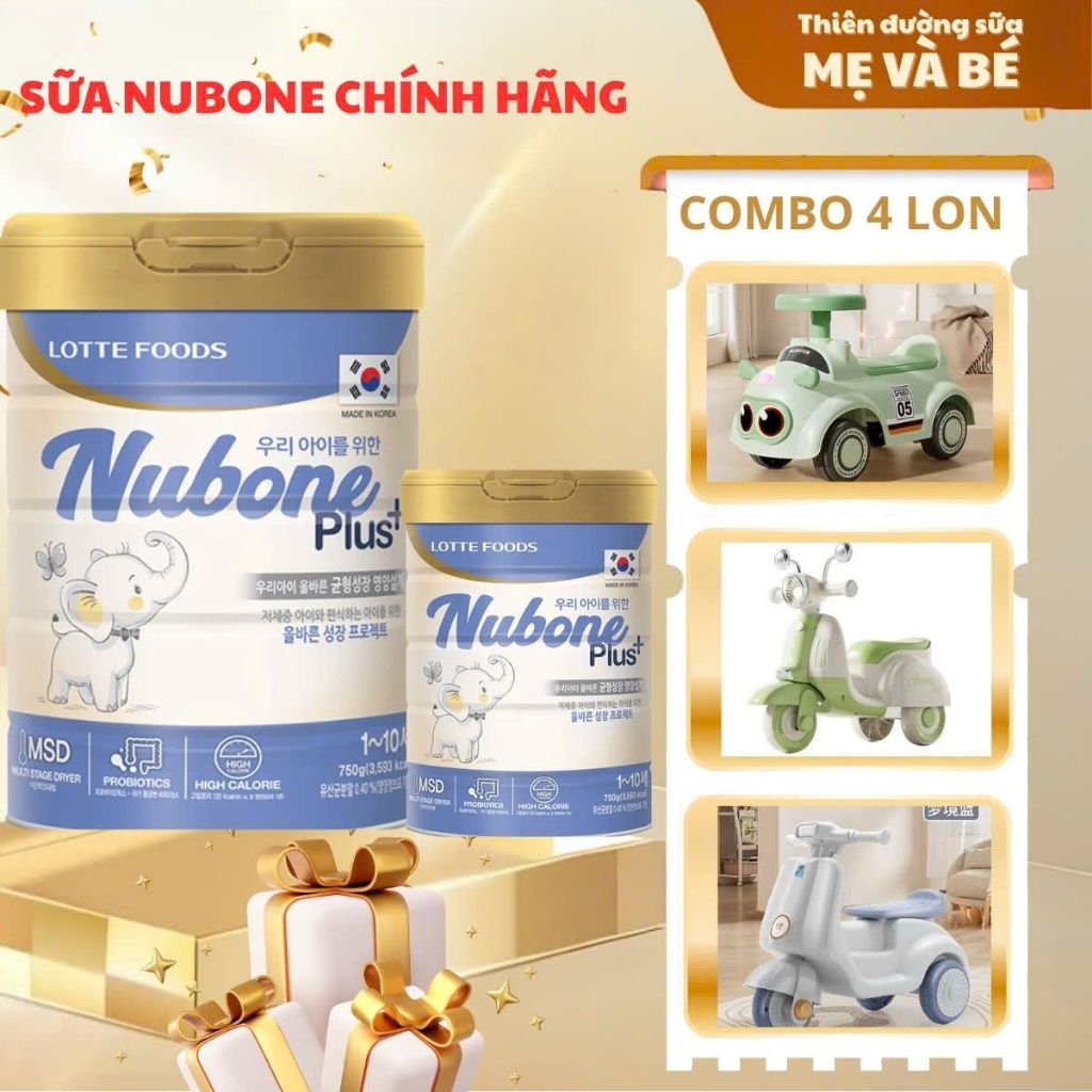 Combo 4 lon Sữa Nubone Hàn Quốc Step 1, Step 2, Plus Lon 750g | Shopee ...