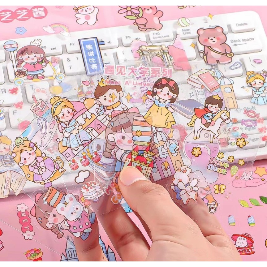 1 tấm sticker Babythree, gấu dâu, labubu, kapypara... dễ thương ...