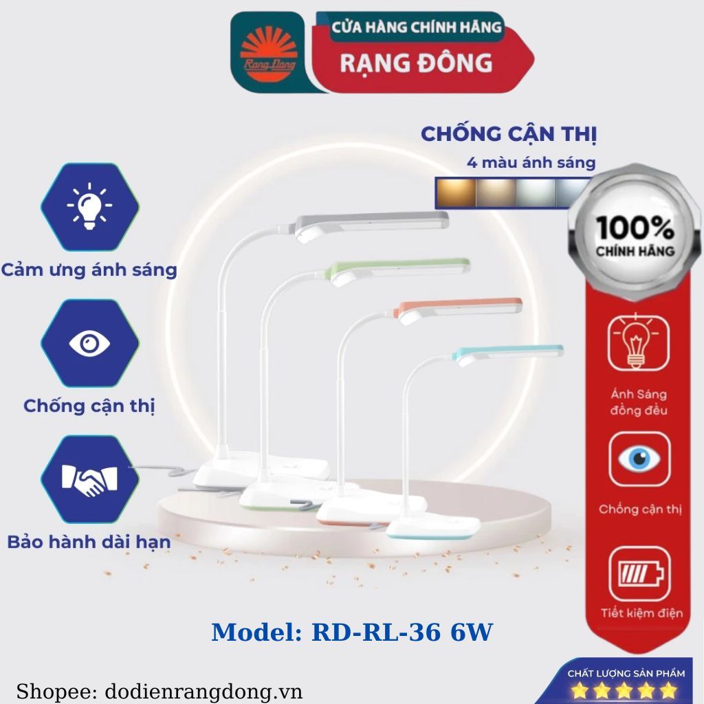 Đèn Học Rạng Đông RL36 Cảm Ứng 3 Mức Ánh Sáng Chống Cận Bảo Vệ Mắt Bảo ...