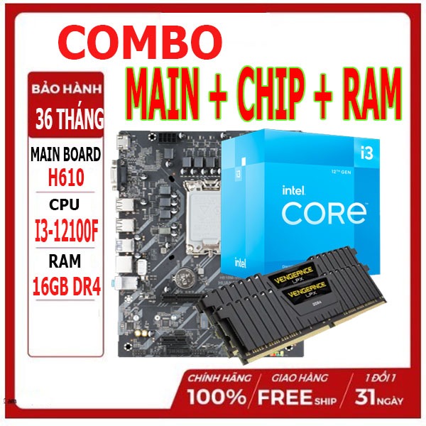 COMBO MAIN H610 CPU I3 12100F RAM 16GB DDR4 3200 NEW BH 36T | Shopee ...