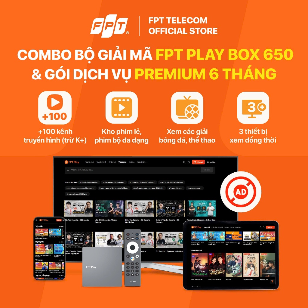 Combo Bộ giải mã FPT Play Box 650 kèm gói Premium FPT Play | Shopee ...