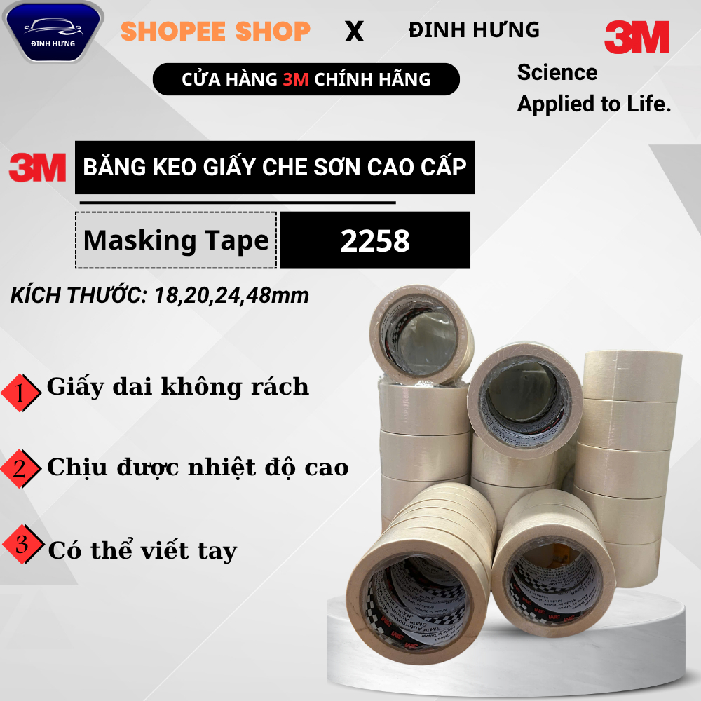 Băng keo giấy 𝟑𝐌 𝐌𝐚𝐬𝐤𝐢𝐧𝐠 𝐓𝐚𝐩𝐞 𝟐𝟐𝟓𝟖 - (𝟏𝟖;𝟐𝟎;𝟐𝟒;𝟒𝟖𝐦𝐦)𝐱𝟐𝟓𝐦 che sơn, may mặc. | Shopee Việt Nam