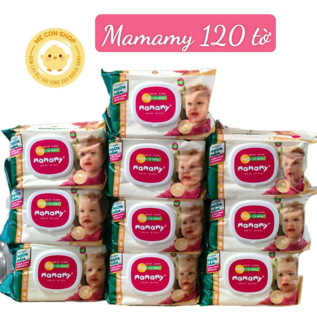 [ 120 TỜ ] Khăn ướt Mamamy 120/100 tờ có nắp, không mùi/ có mùi ...