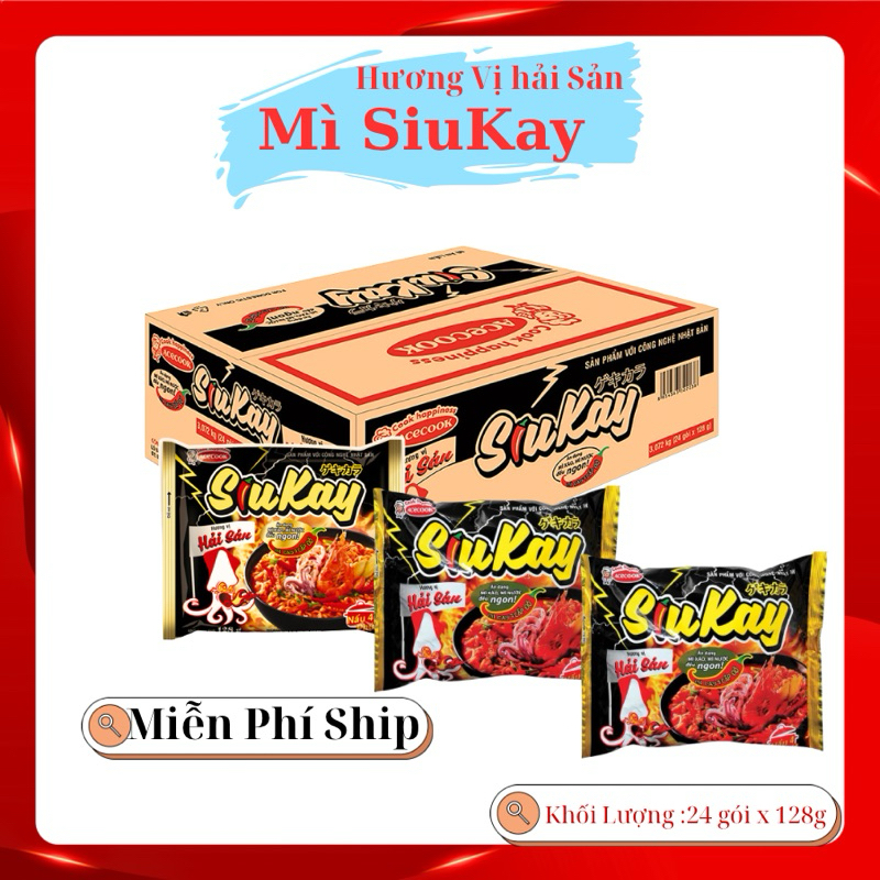 [THÙNG 24 GÓI] Mì SiuKay cấp độ 7 hương vị hải sản - thùng 24 gói x ...