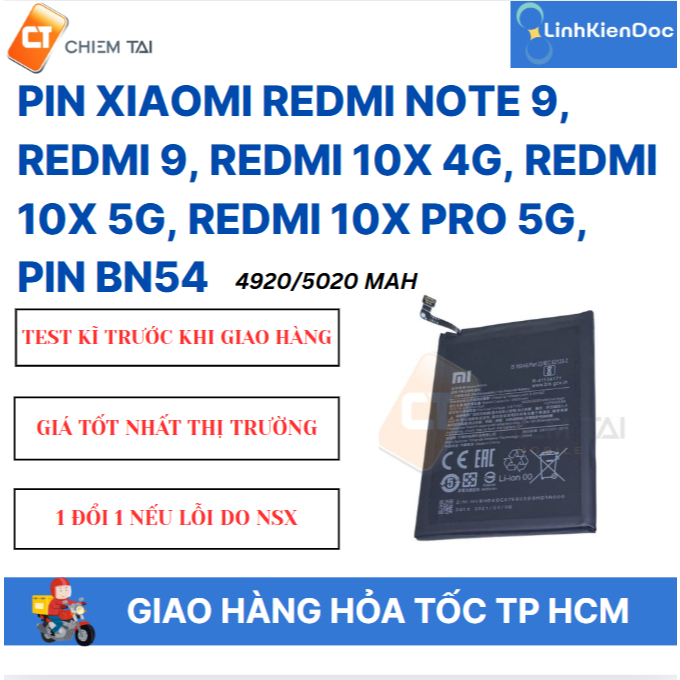 Pin Xiaomi Redmi Note 9, Redmi 9, Redmi 10x 4G, Redmi 10x 5G, Redmi 10x ...