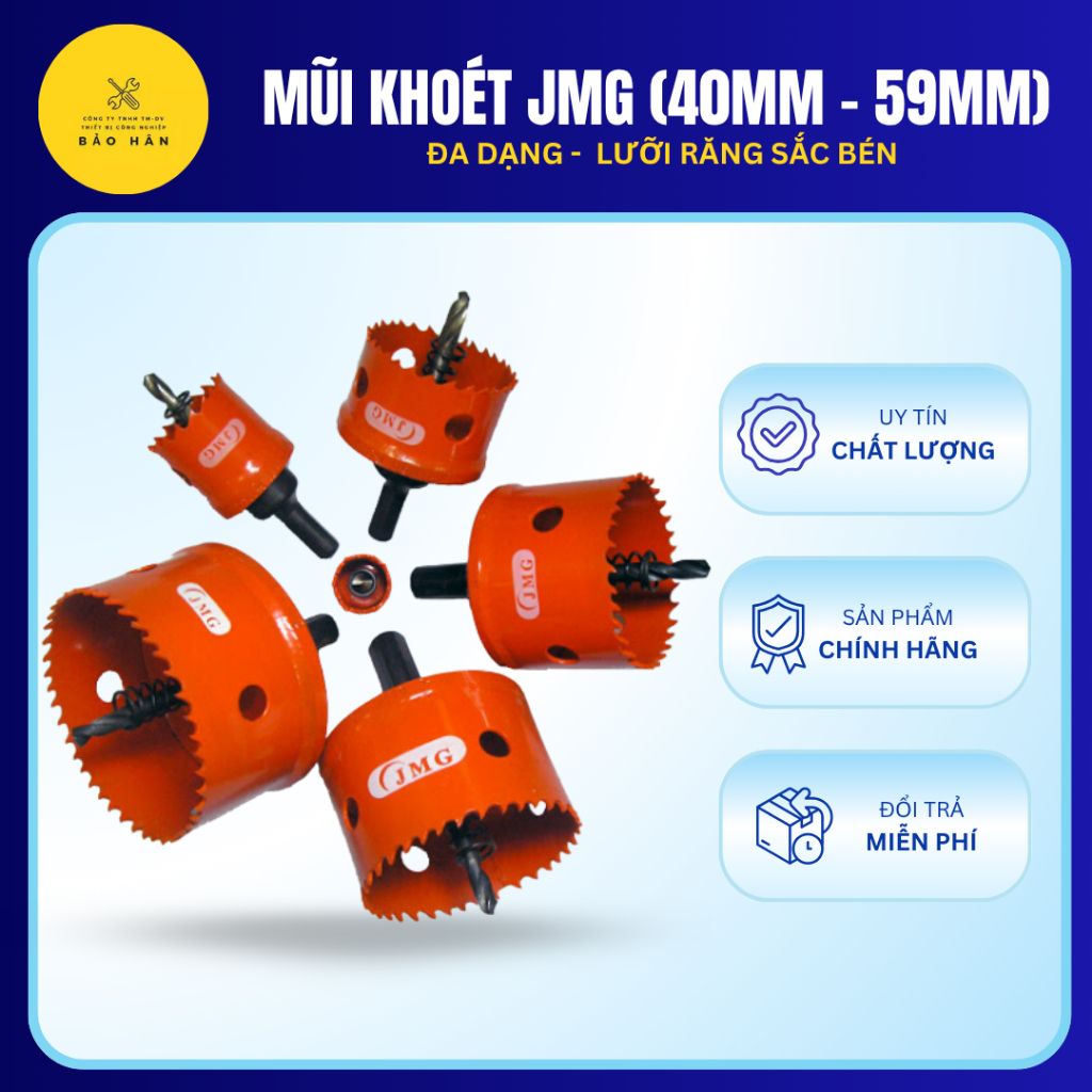 Mũi Khoét Lỗ Tròn Đa Năng JMG 40mm - 59mm – Mũi Khoan Sắt, Inox, Nhựa ...