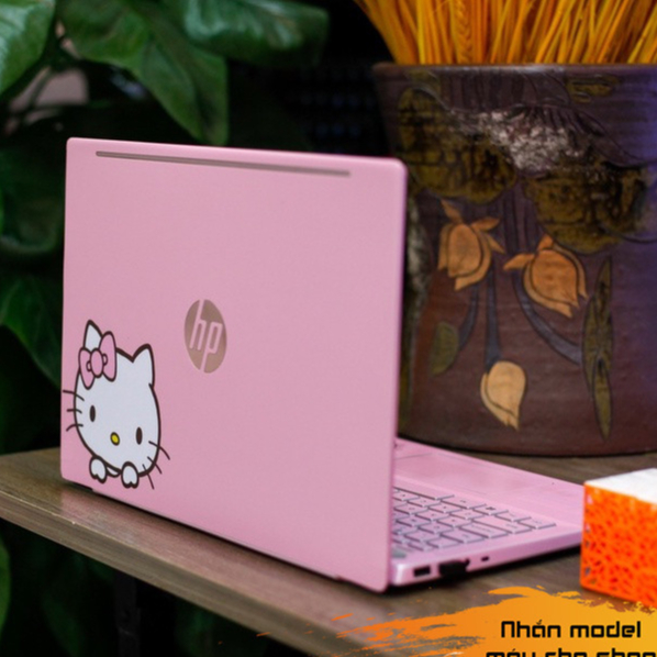 Skin dán laptop màu hồng Hello Kitty (đã cắt sẵn đủ cho các dòng máy ...