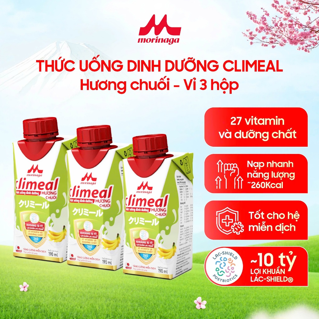 Vỉ 3 hộp 190ml Thức uống dinh dưỡng Climeal - Hương chuối | Shopee Việt Nam