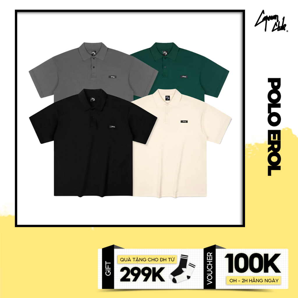 Áo thun polo nam EROL phom rộng basic CAPMAN CLUB, trẻ trung thoải mái ...