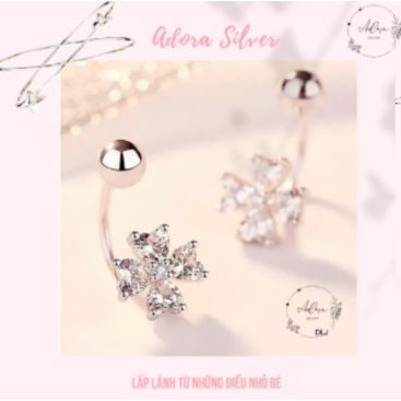 Khuyên tai bạc hoa 4 cánh cao cấp chất liệu bạc Adora Silver Q01 | Shopee Việt Nam