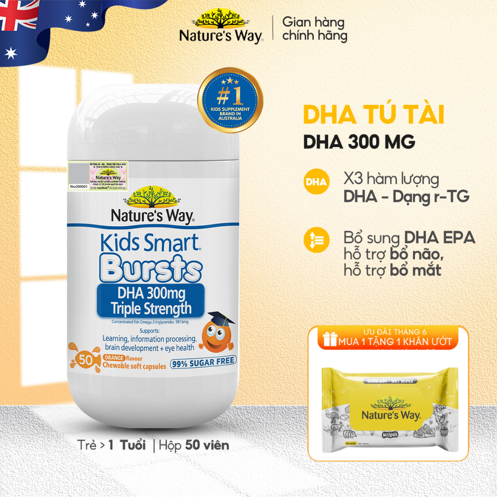 DHA Tú Tài Nature's Way - DHA 300mg Bổ Sung Dầu Cá Cô Đặc Omega 3 RTG ...