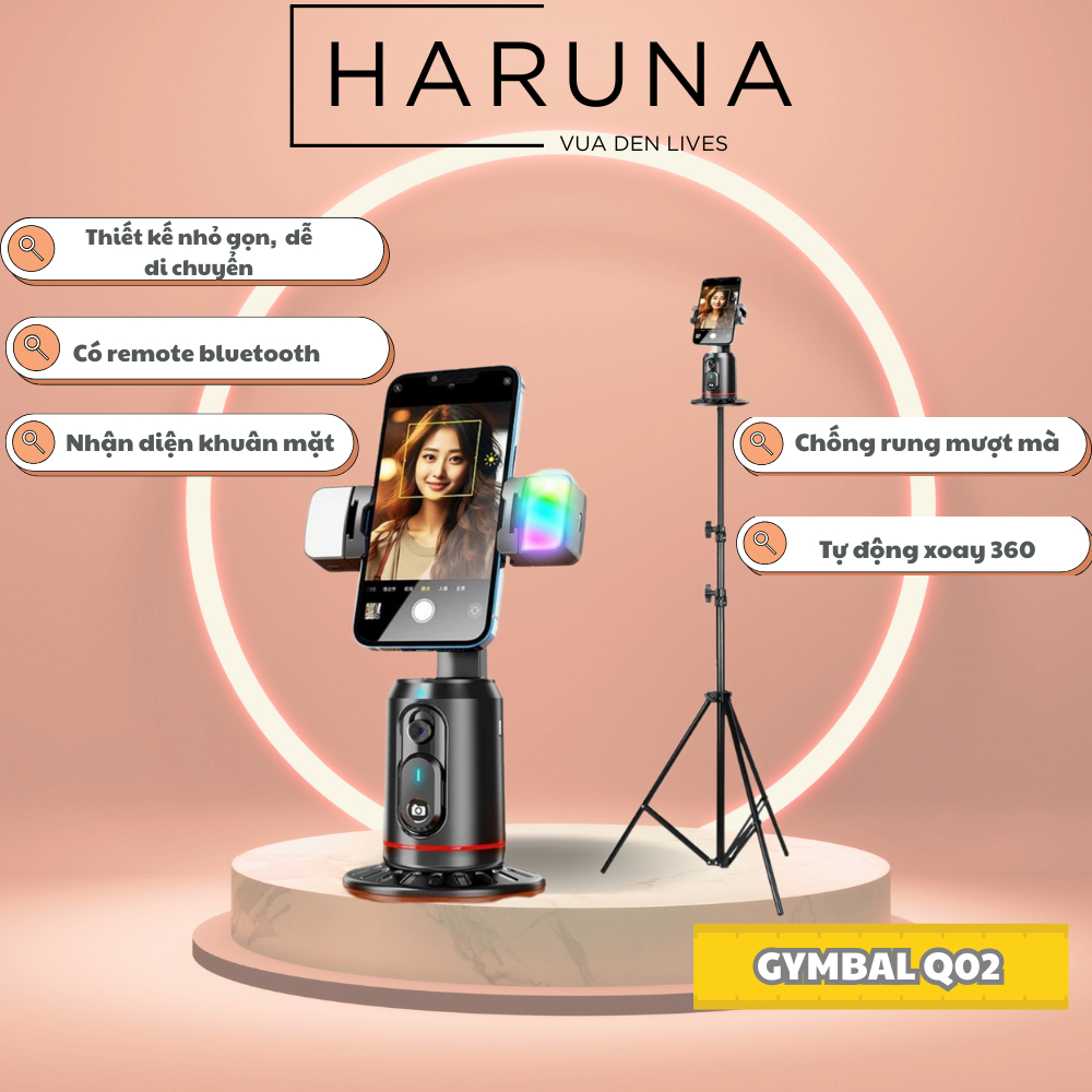Gimbal Q02 Tự Động Xoay 360 Độ Theo Người,Giá Đỡ Điện Thoại Chống Rung Quay Video vlog ...
